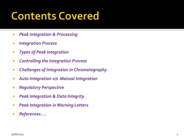 Integration of chromatographic peaks | PPTX