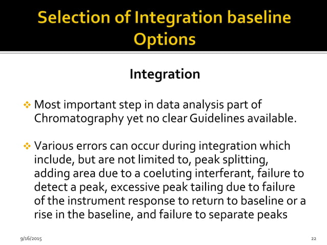 Integration of chromatographic peaks | PPTX