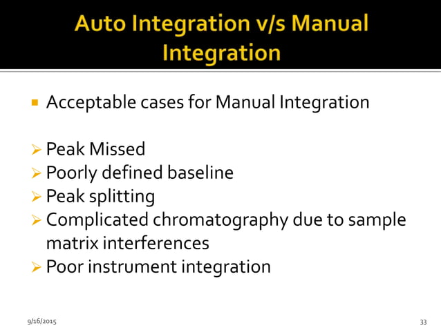 Integration of chromatographic peaks | PPTX