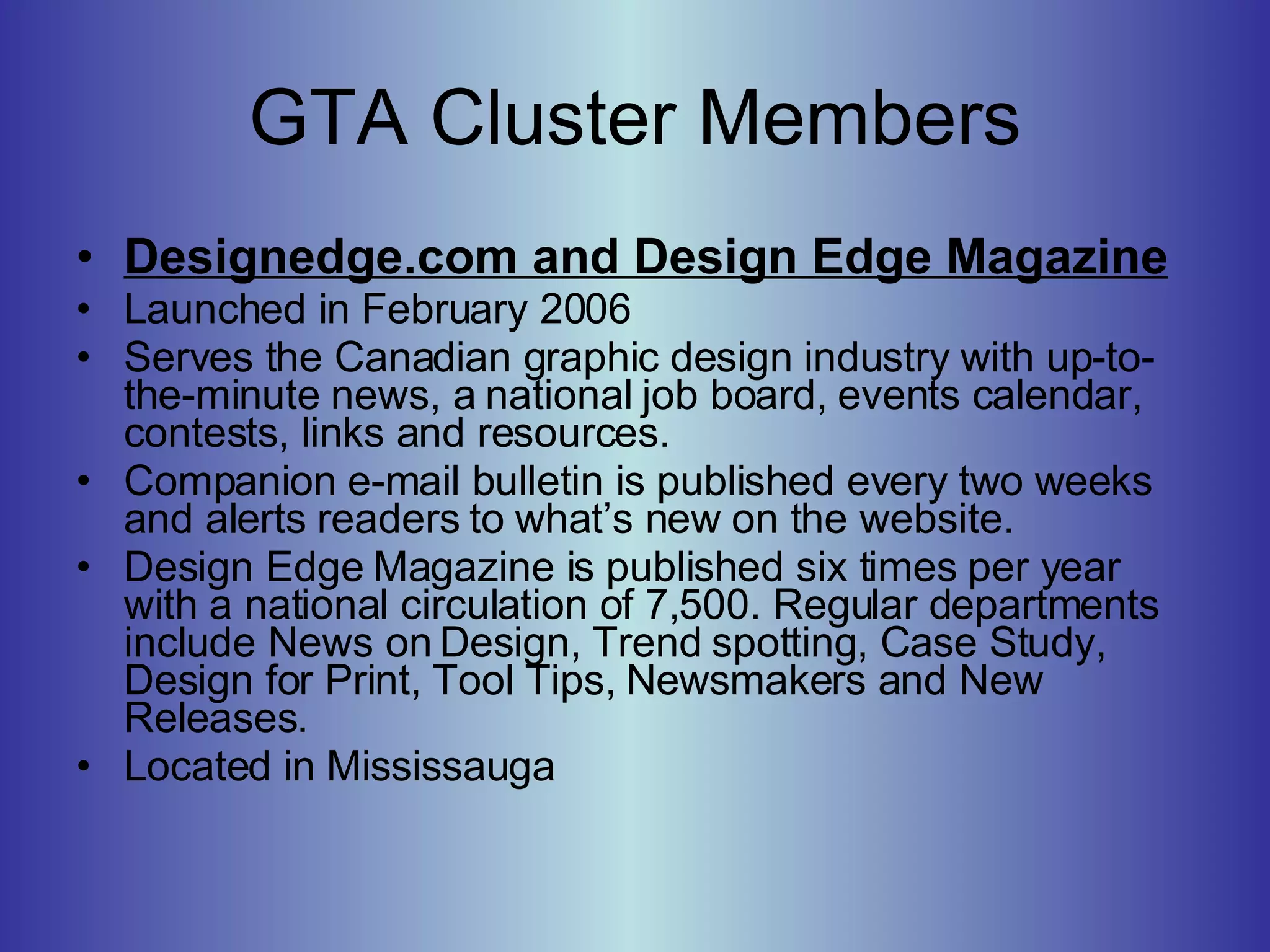 Gta Graphic Design Cluster | PPT