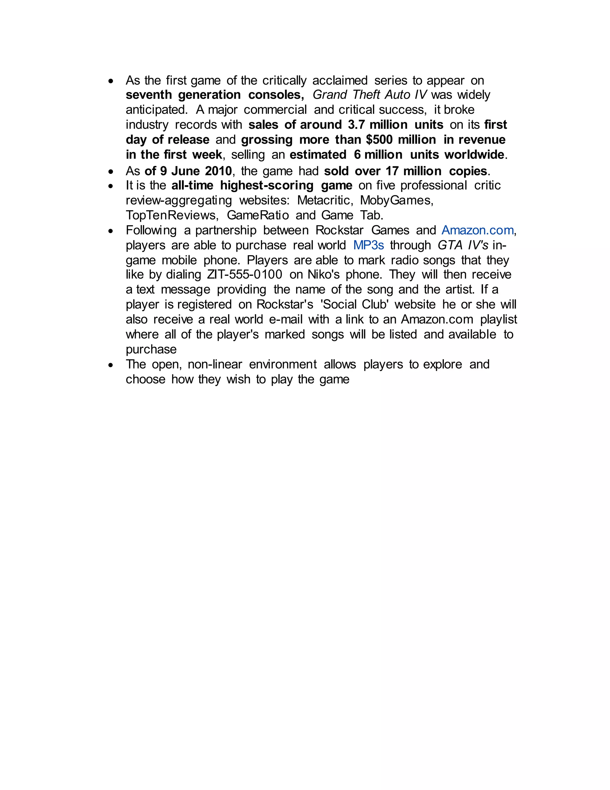 Gta4 fact sheet | DOCX