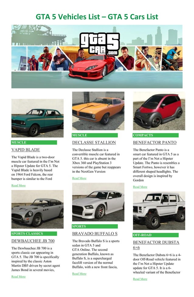 GTA 5 Cars List | PDF | Performance Cars | Auto Type