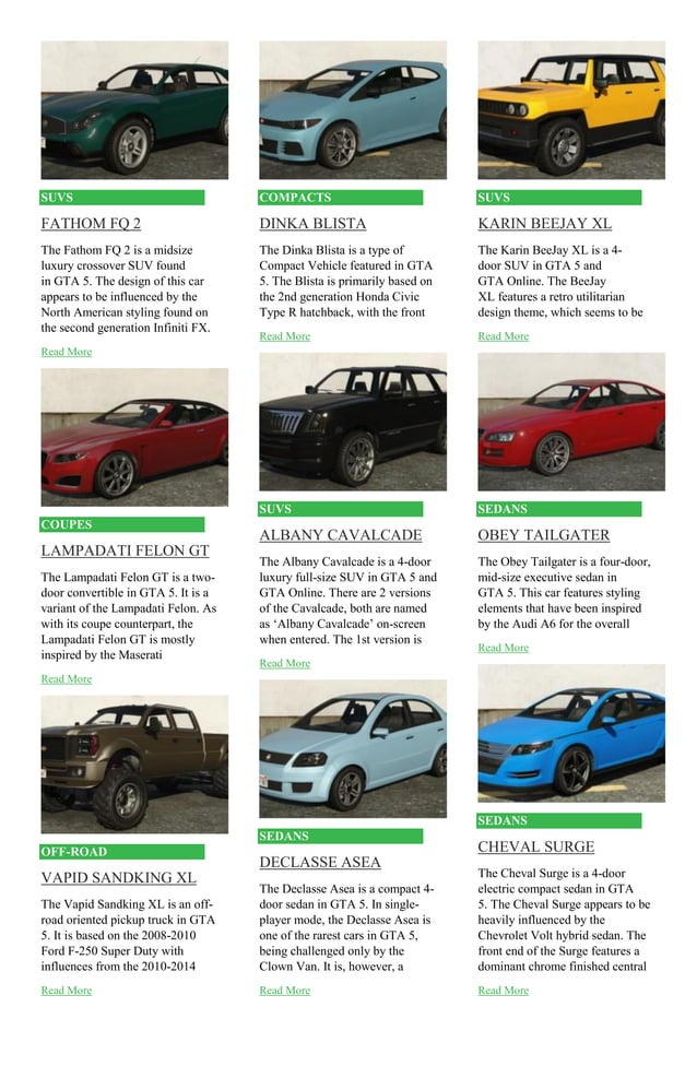 GTA 5 Cars List | PDF | Performance Cars | Auto Type