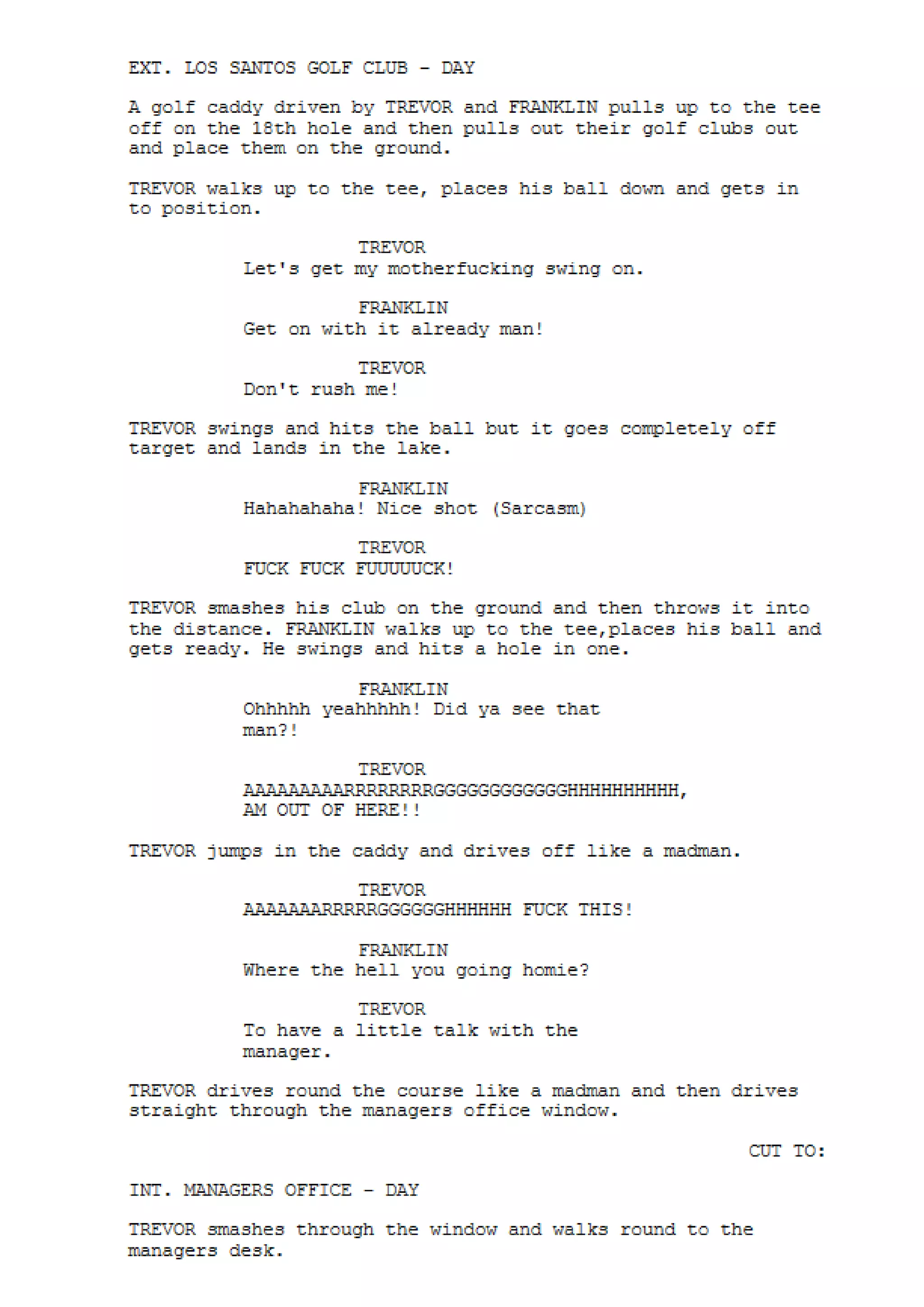 Gta 5 cut scene script | DOCX