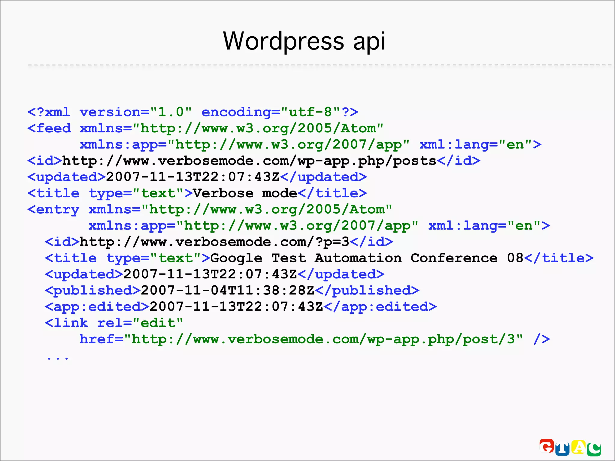 GTAC: AtomPub, testing your server implementation | ZIP | Web Design ...