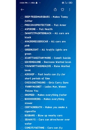 Gta vice city cheats | PDF