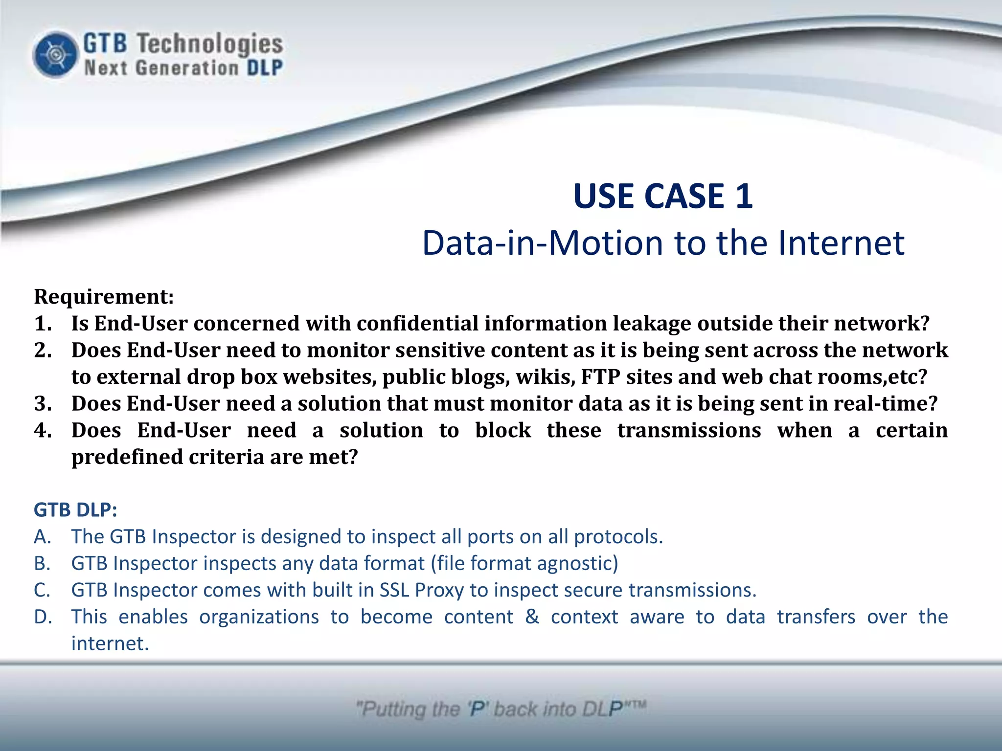 GTB Data Leakage Prevention Use Cases 2014 | PPTX