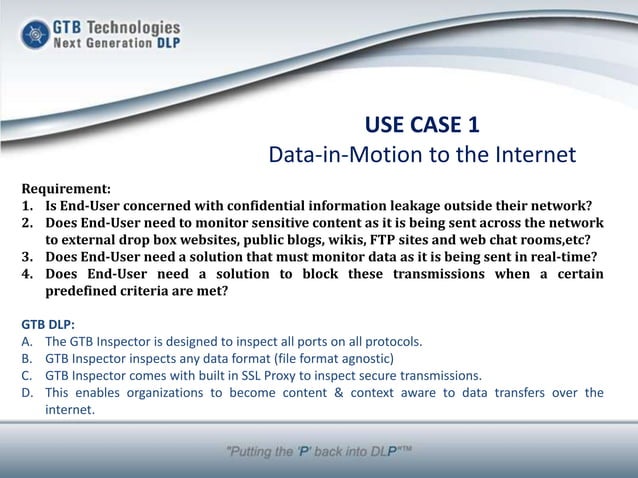 GTB Data Leakage Prevention Use Cases 2014 | PPT