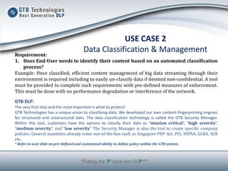 GTB Data Leakage Prevention Use Cases 2014 | PPTX | Email | Internet