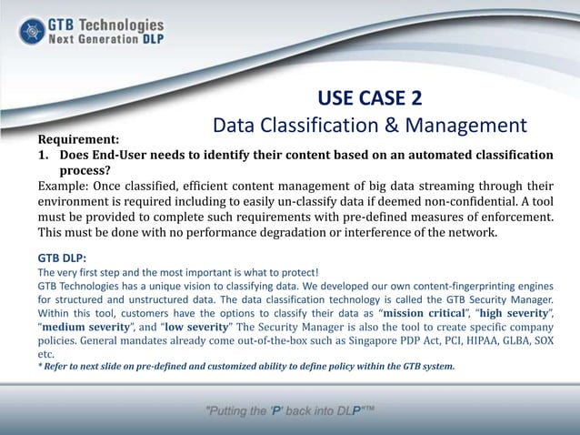 GTB Data Leakage Prevention Use Cases 2014 | PPT