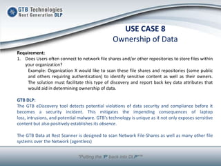 GTB Data Leakage Prevention Use Cases 2014 | PPTX | Email | Internet