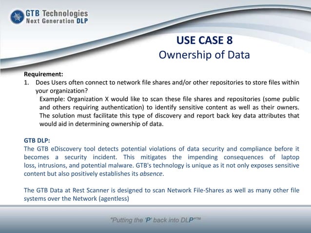 GTB Data Leakage Prevention Use Cases 2014 | PPT