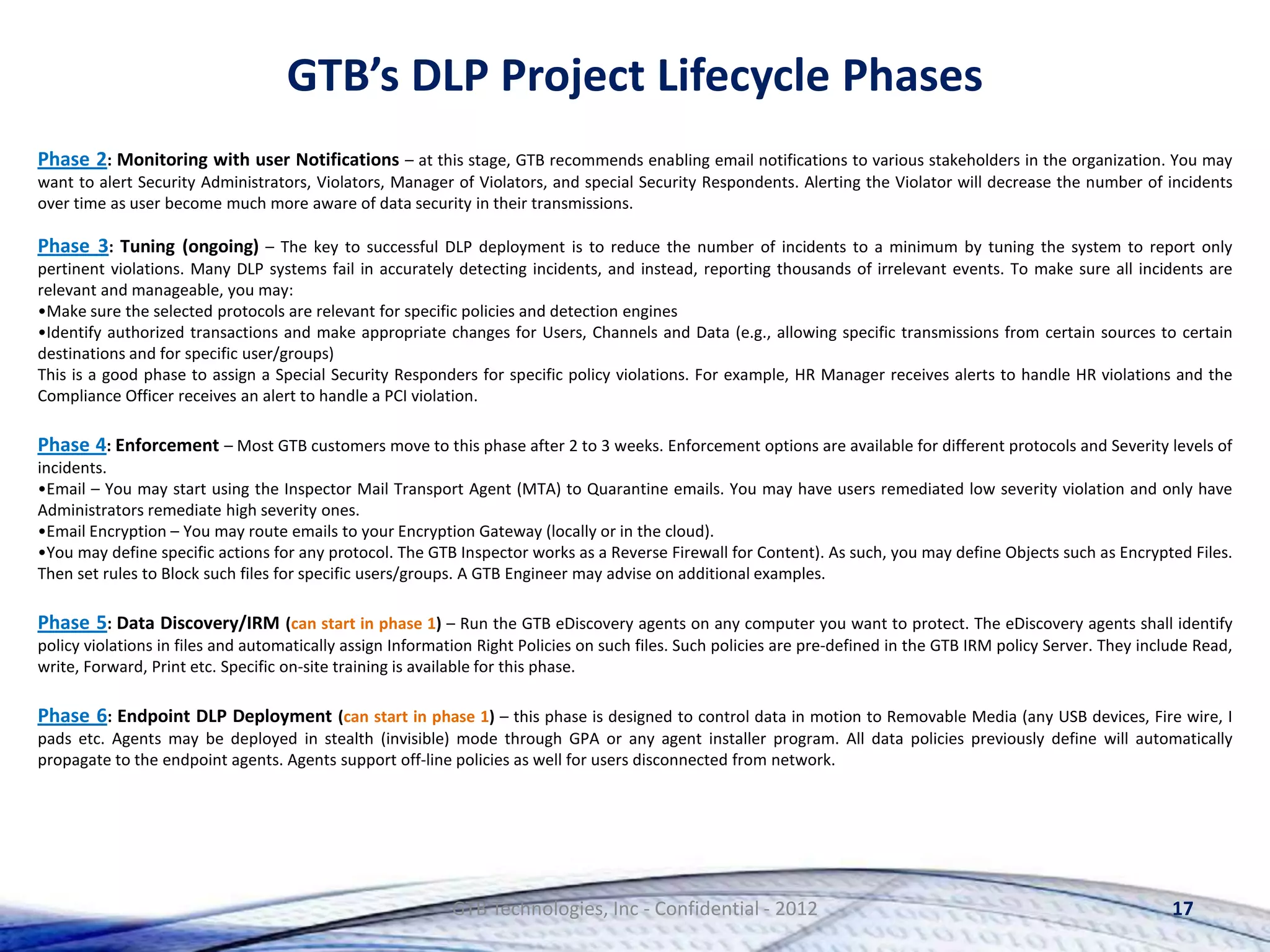 Gtb Dlp & Irm Solution Product And Deployment Overview | PPTX