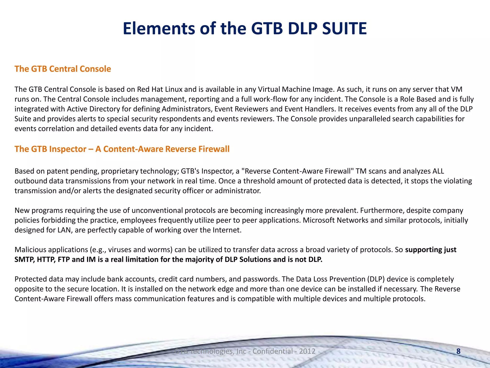 Gtb Dlp & Irm Solution Product And Deployment Overview | PPTX