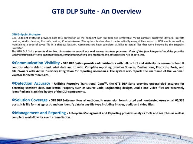Gtb Dlp & Irm Solution Product And Deployment Overview | PPTX | Internet | Computing