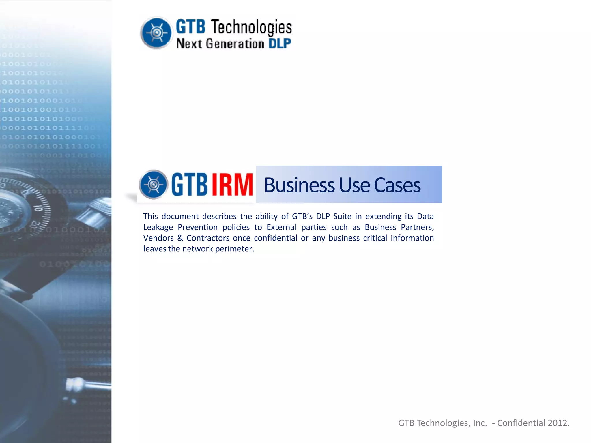 GTB IRM - Business Use Cases - 2013 | PDF