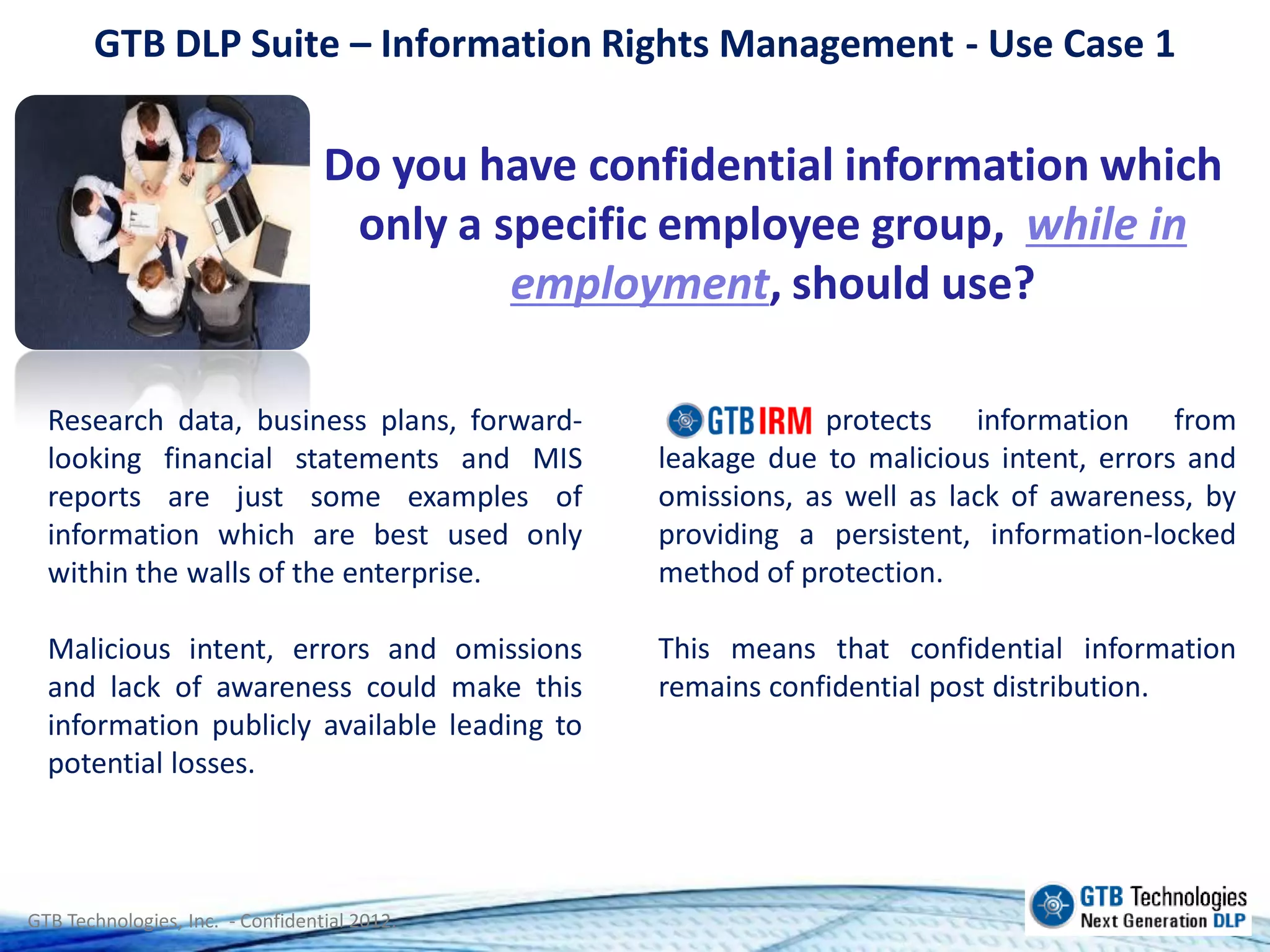 GTB IRM - Business Use Cases - 2013 | PDF