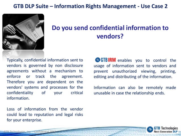 GTB IRM - Business Use Cases - 2013 | PPT