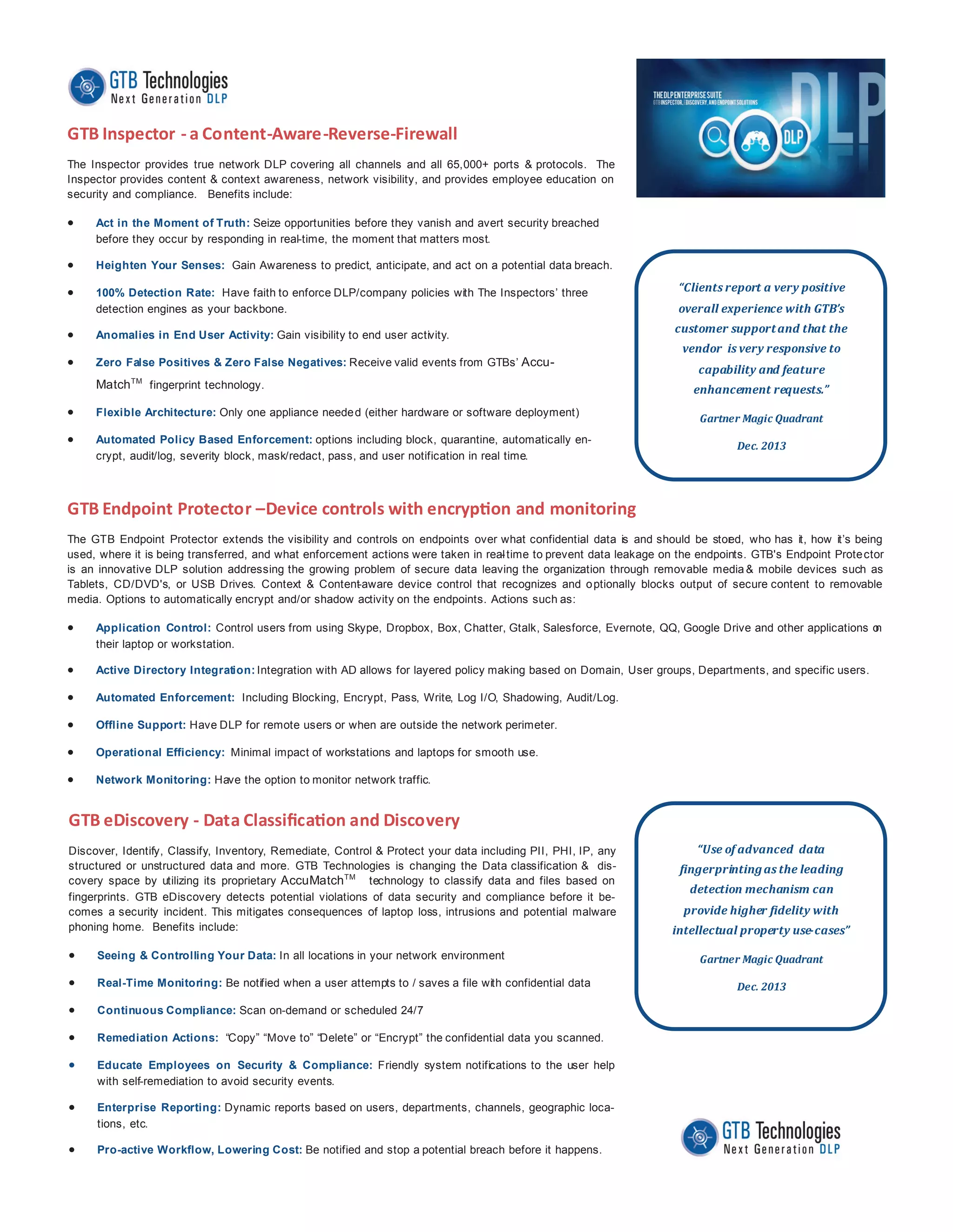GTB Technologies Datasheet 2014 | PDF