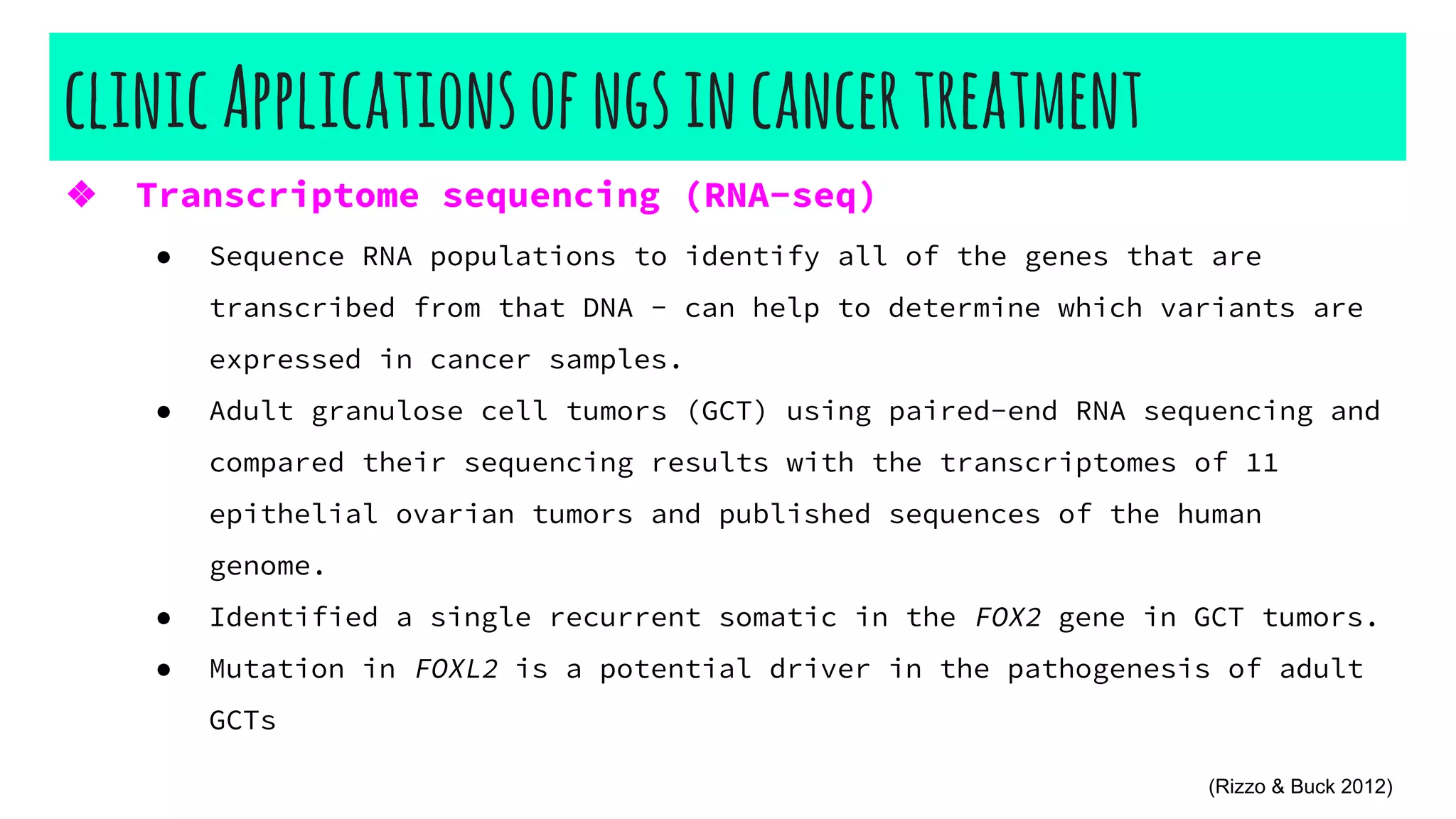 The Application of Next Generation Sequencing (NGS) in cancer treatment ...