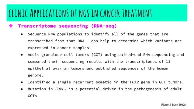 The Application of Next Generation Sequencing (NGS) in cancer treatment ...