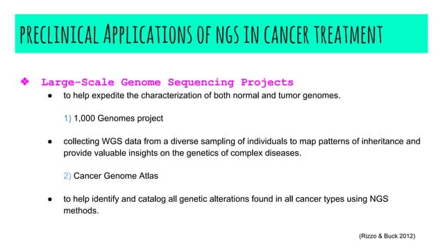 The Application of Next Generation Sequencing (NGS) in cancer treatment ...