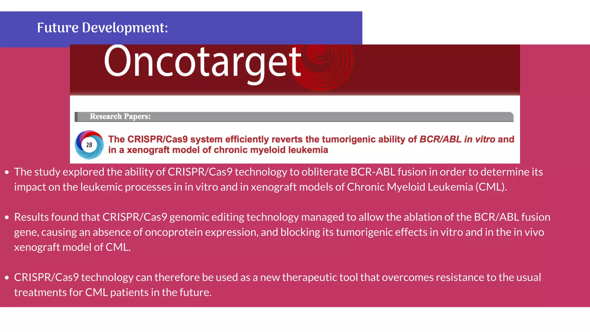 Applications of Gene Editing: CRISPR-Cas9 in Cancer Therapeutics (Oncogenes) | PDF