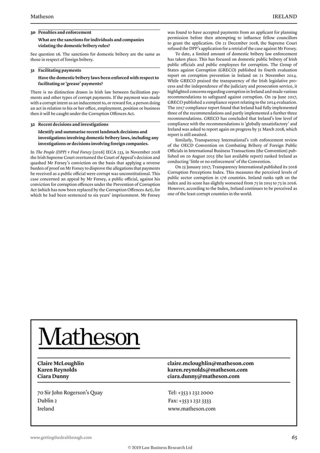 GTDT Anti-Corruption Regulation Ireland 2019 | PDF