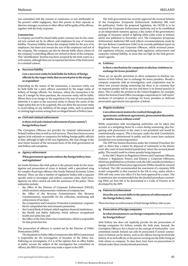 GTDT Anti-Corruption Regulation Ireland 2019 | PDF