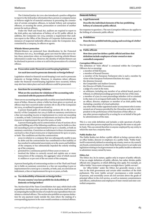 GTDT Anti-Corruption Regulation Ireland 2019 | PDF