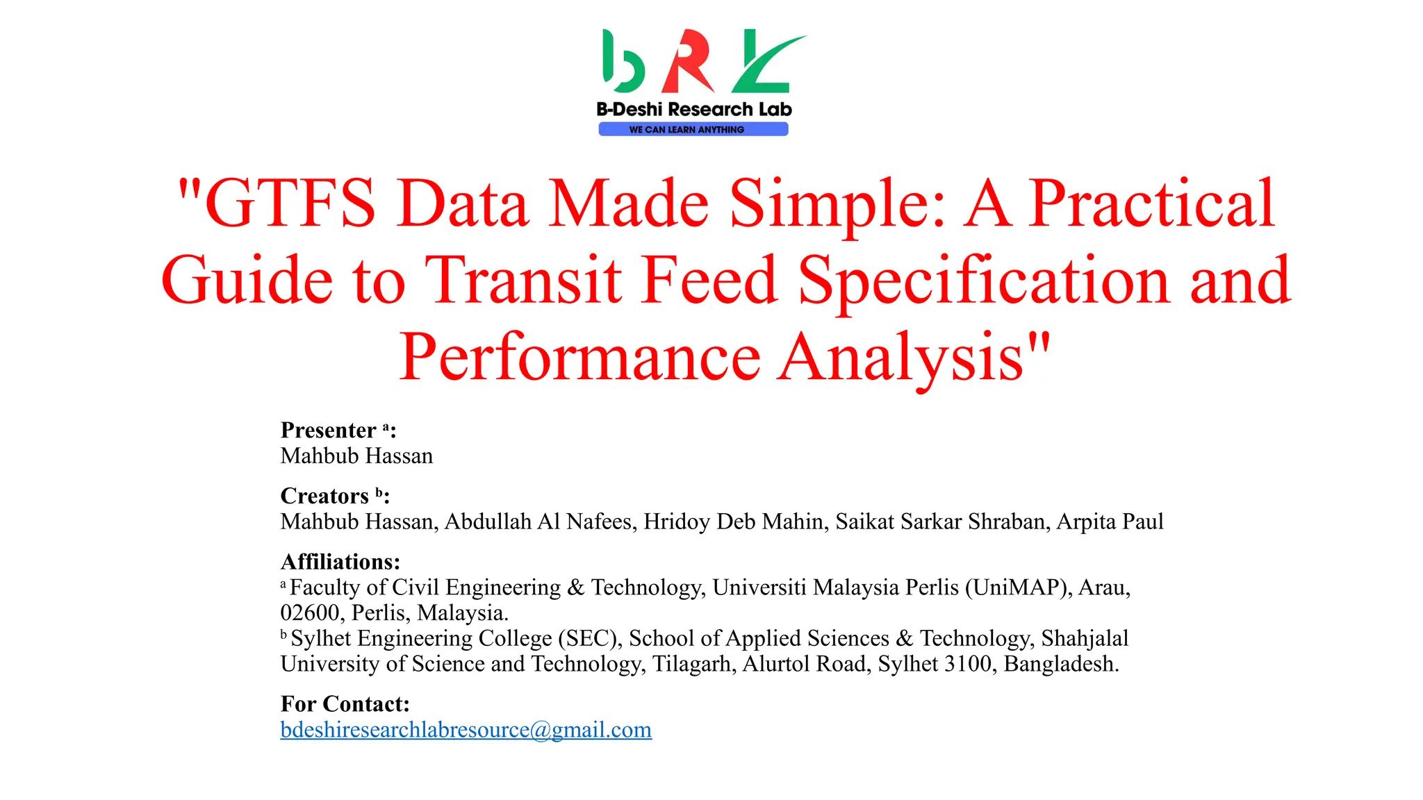 GTFS Data Made Simple: A Practical Guide to Transit Feed Specification and Performance Analysis.pptx