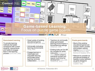 Location-based learning games designed and implemented as puzzle boards ...