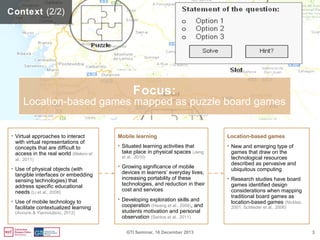 Location-based learning games designed and implemented as puzzle boards ...