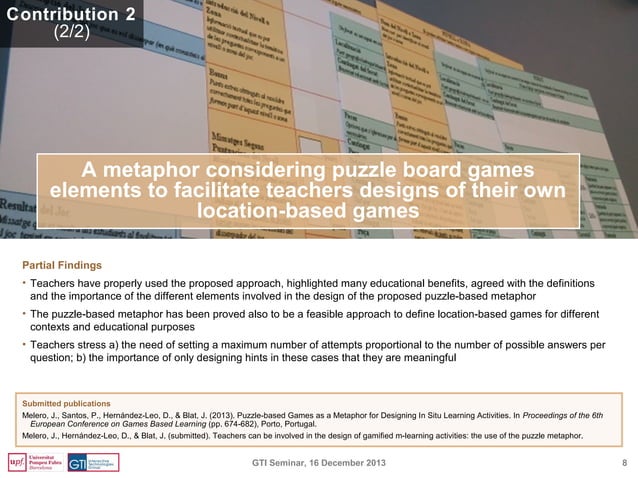 Location-based learning games designed and implemented as puzzle boards ...