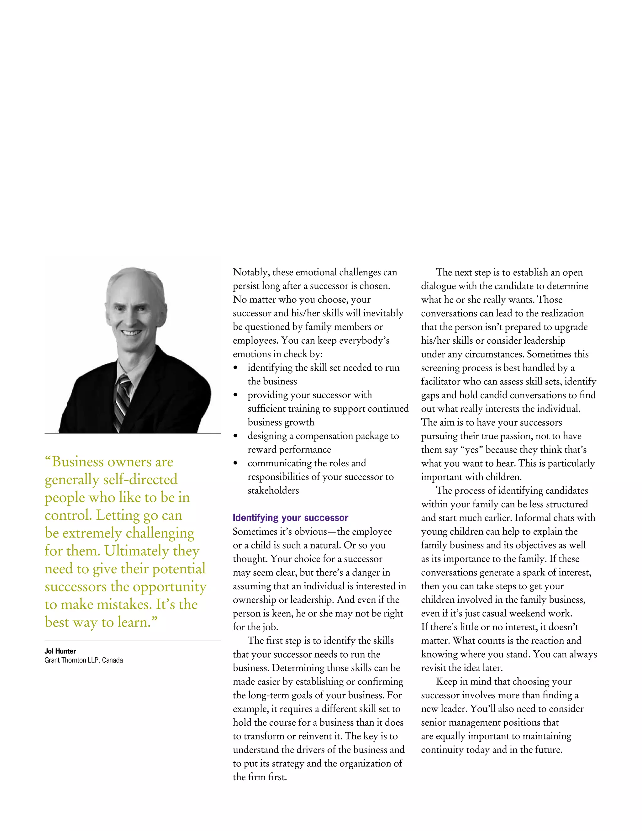 GT Succeeding at succession: identifying and engaging successors Canada ...