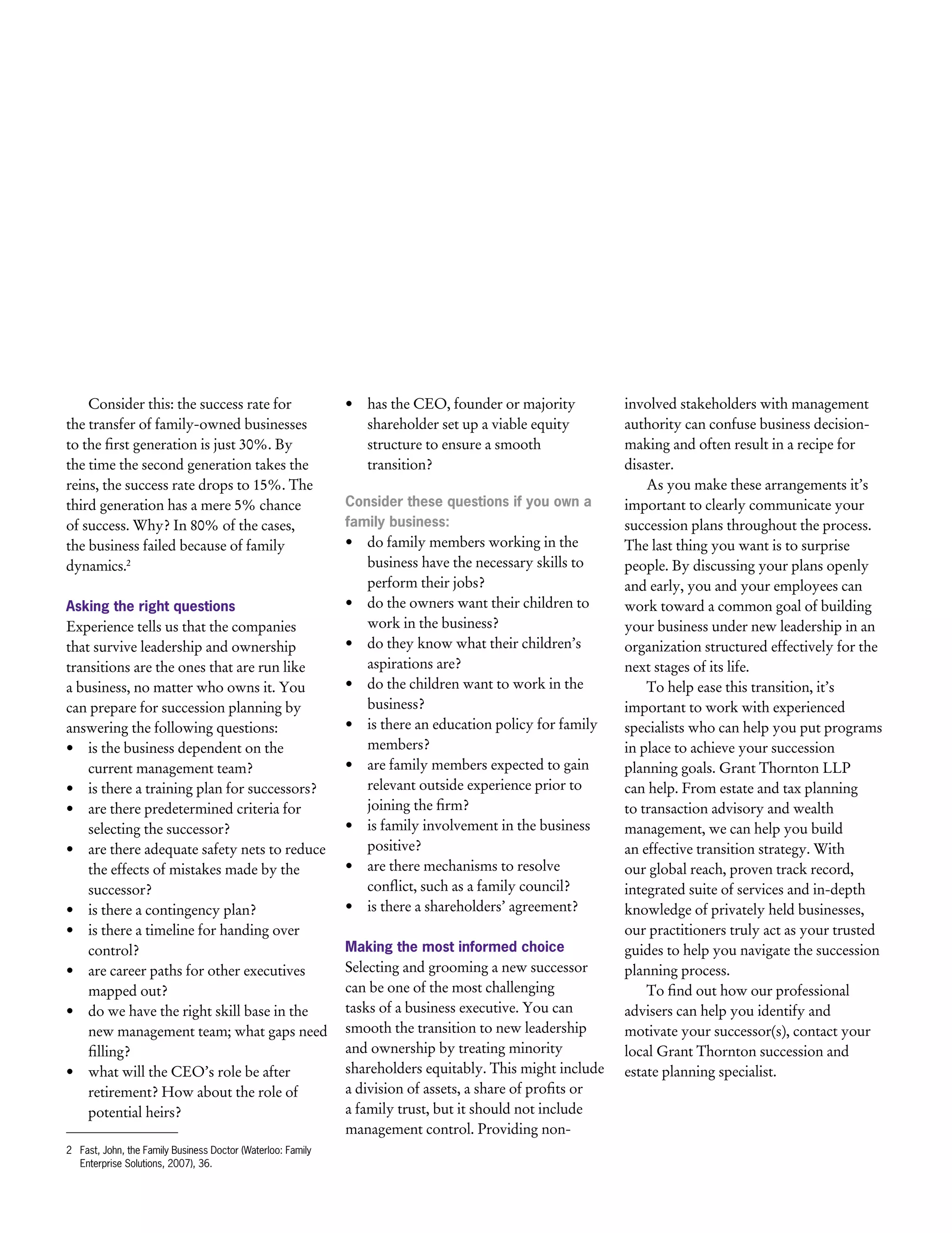 GT Succeeding at succession: identifying and engaging successors Canada ...