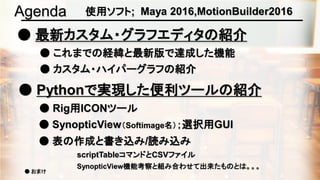 GTMF 2015: Autodesk Maya；大人気！カスタム・グラフエディタと便利ツールをPythonで！！ | ダイキン工業株式会社 | PPT