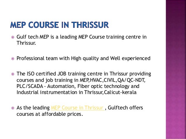 MEP And HVAC Course in Thrissur, Kerala, Coimbatore and Bangalore | PPTX