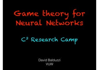 Game theory for neural networks | PPT