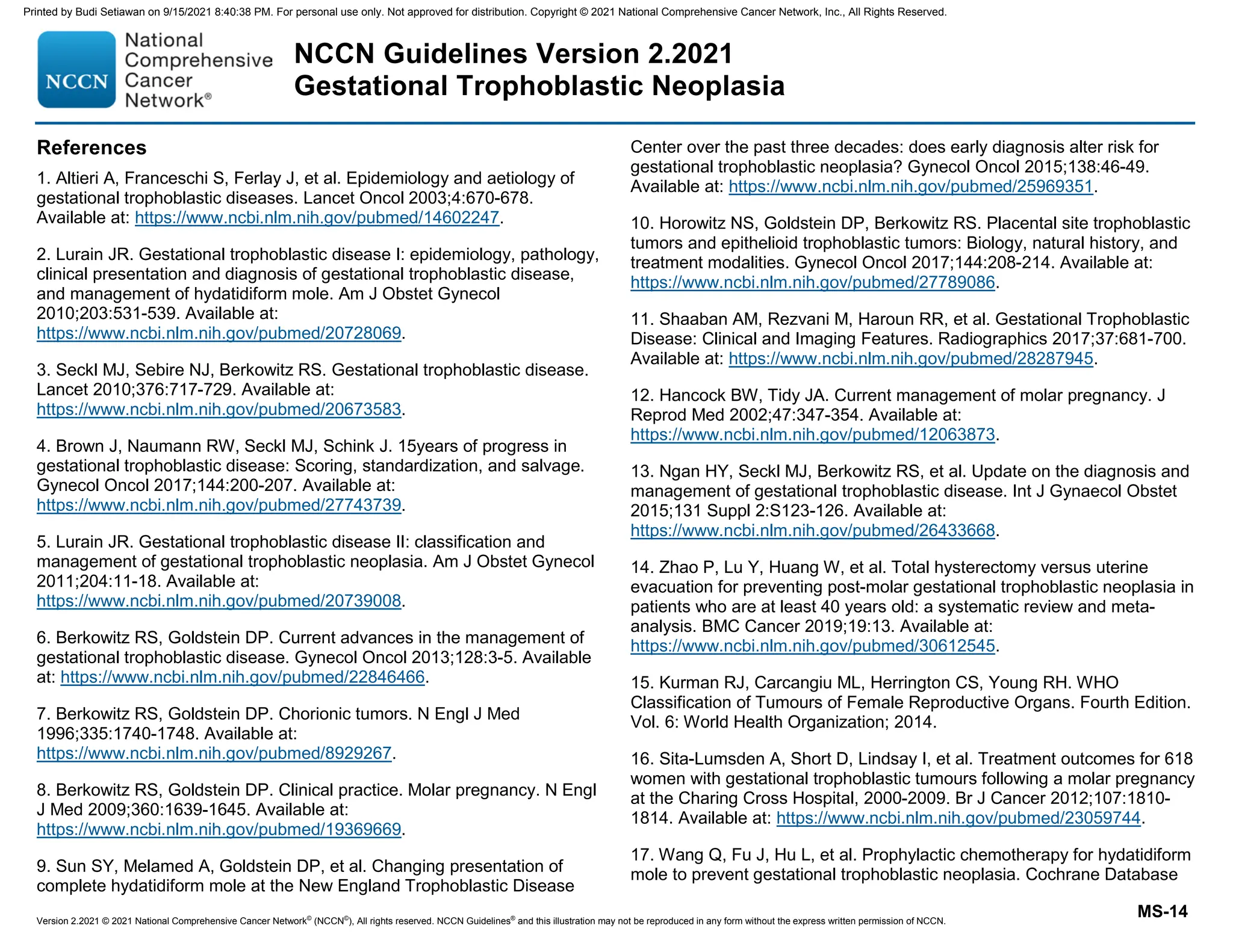 Gestational Trophoblastic Neoplasia Clinical Practice Guideline | PDF