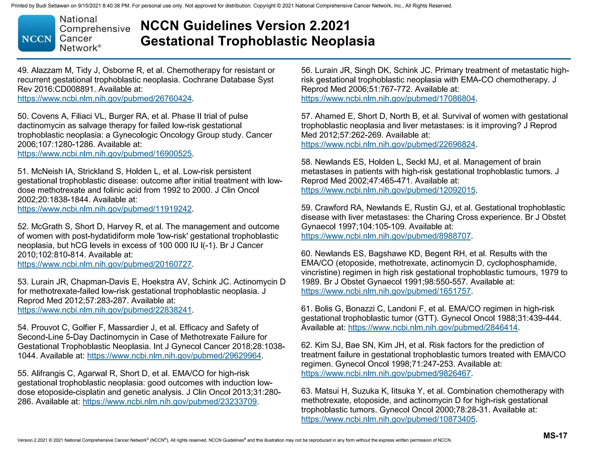 Gestational Trophoblastic Neoplasia Clinical Practice Guideline | PDF