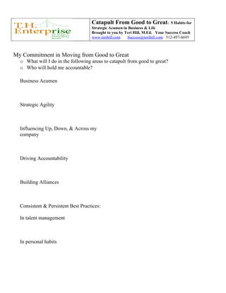 Good to Great Worksheet | DOC