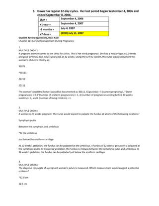 Gtpal questions | DOCX | Pregnancy | Reproductive Health