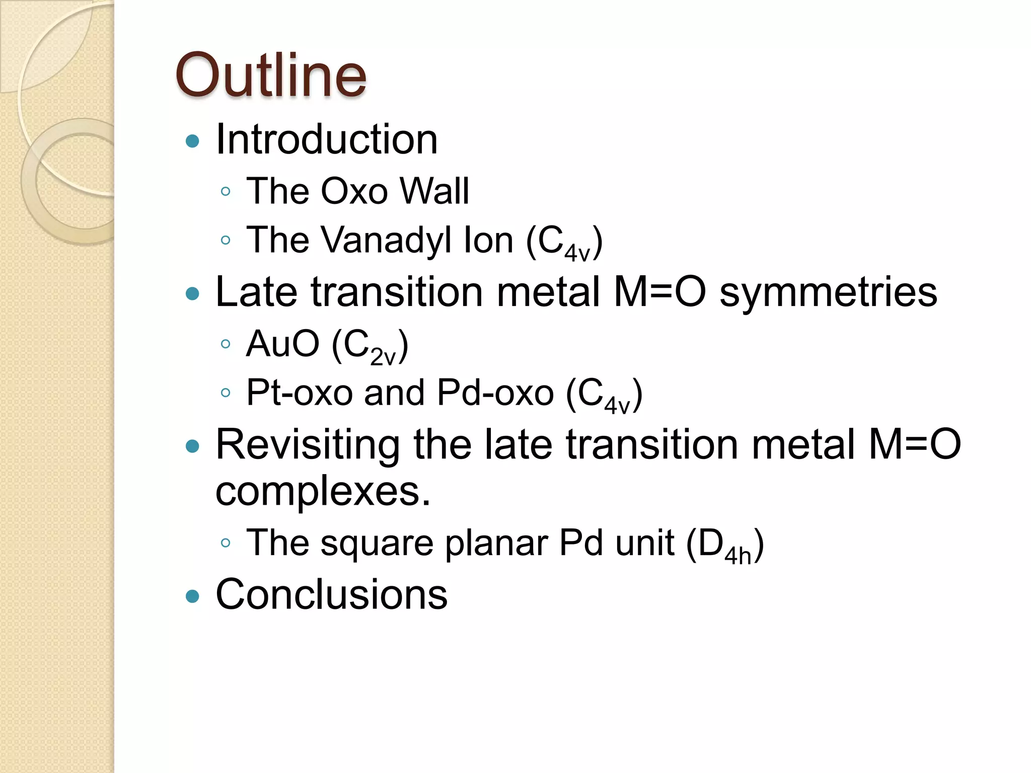 Symmetry of metal-oxo complexes | PPTX