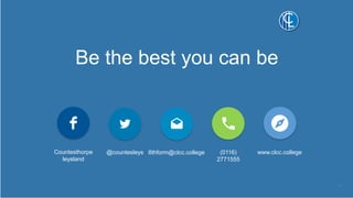 CLCC Sixth Form Open Evening - High Achievers Presentation | PPT