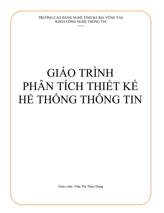 Giáo trình phân tích thiết kế hệ thống thông tin | PDF
