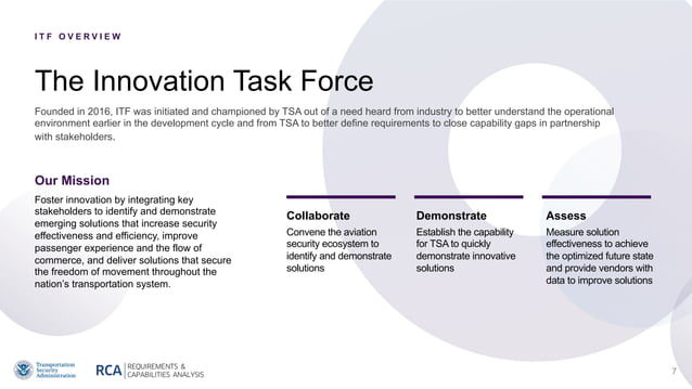 TSA's Innovation Task Force | PPT