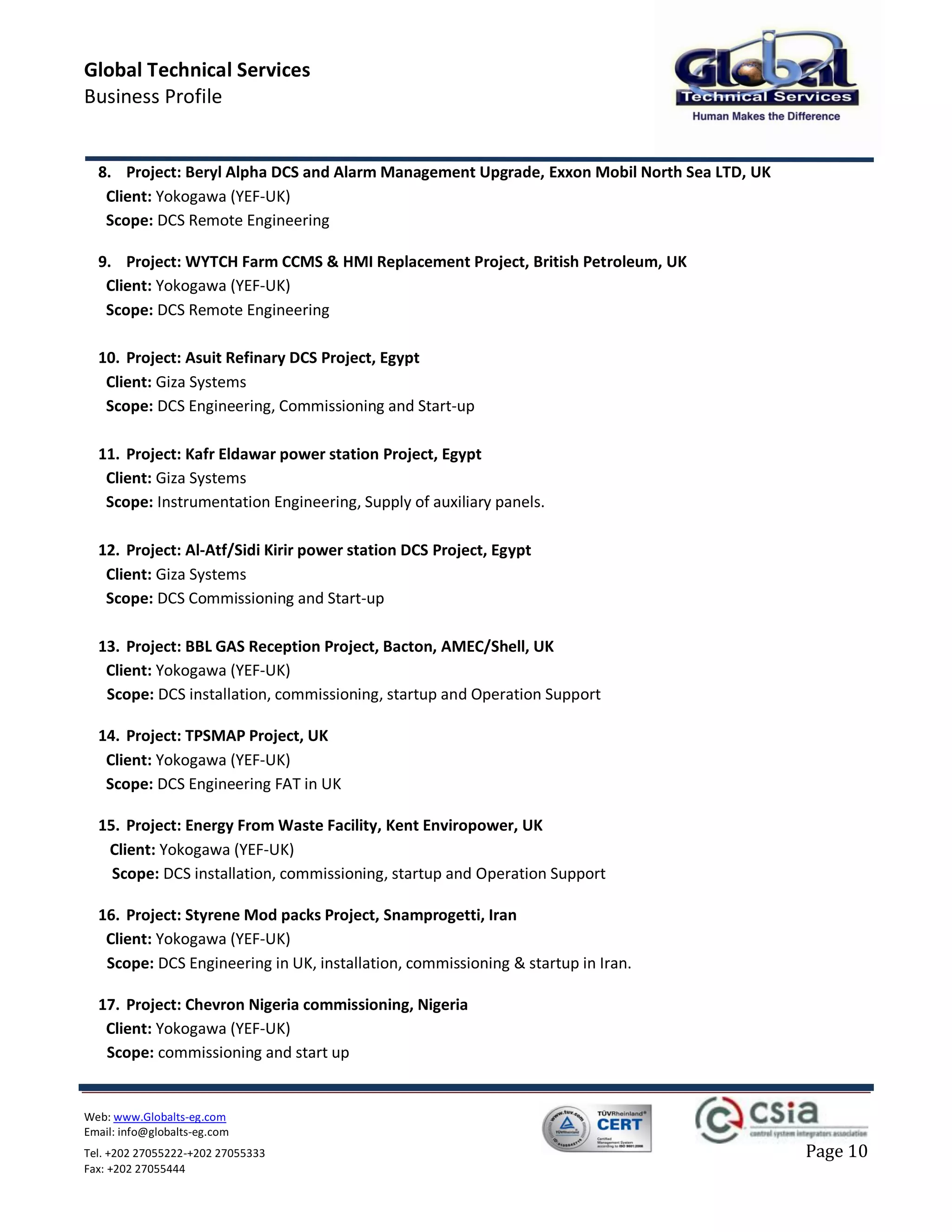 Global Technical Services - Company Profile | PDF