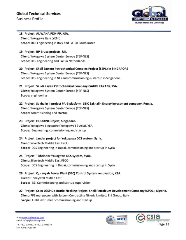 Global Technical Services - Company Profile | PDF