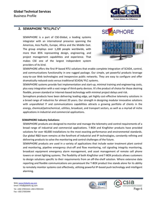 Global Technical Services - Company Profile | PDF